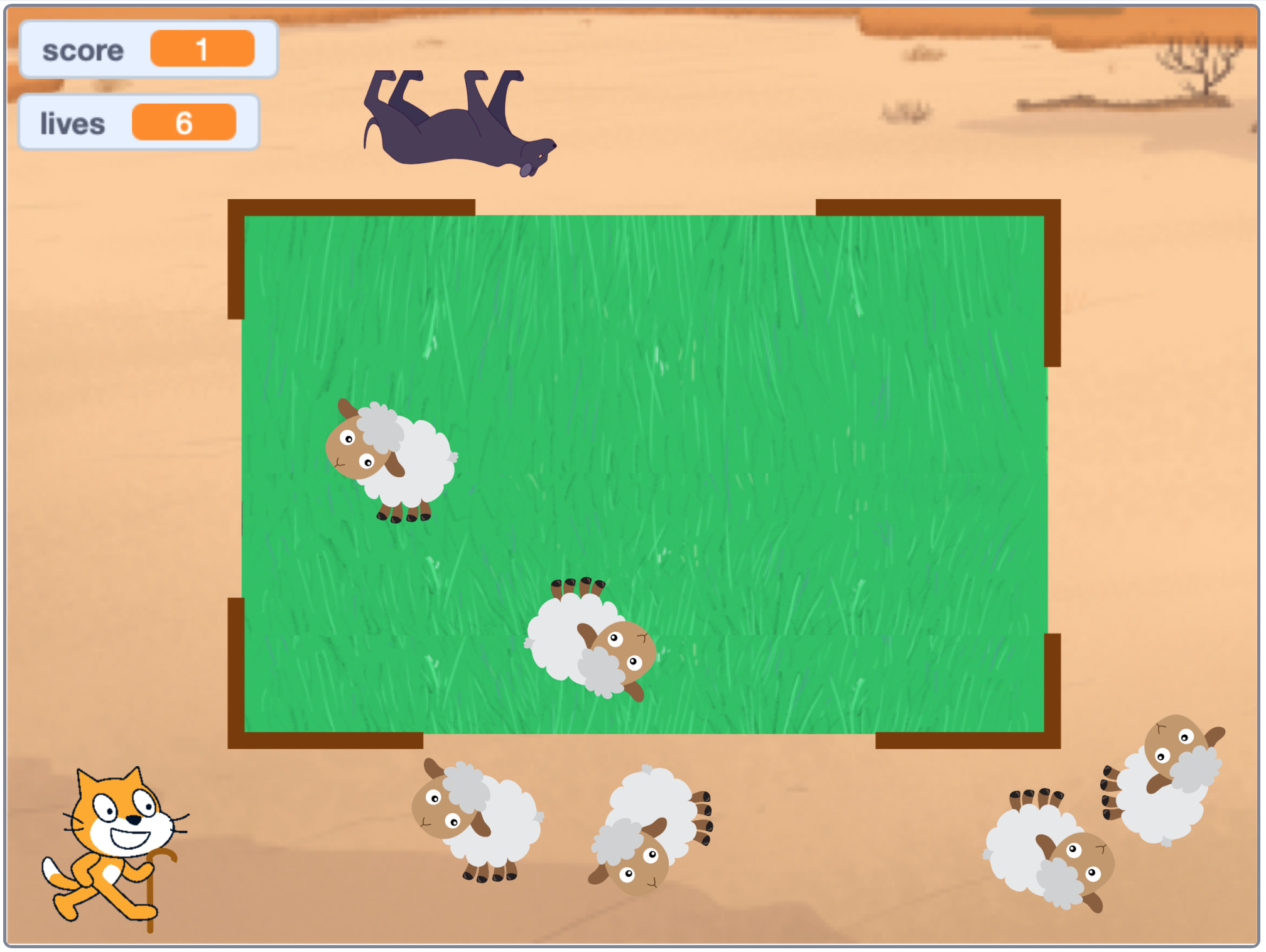 Screen shot of Scratch SheepHerder Game